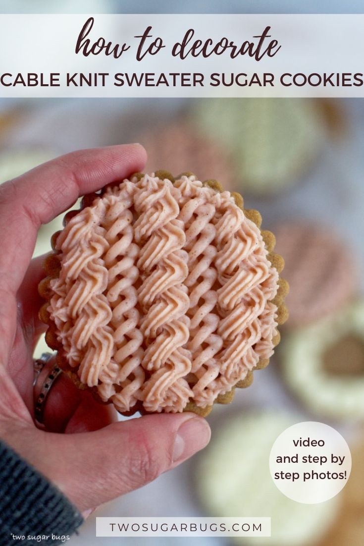 How to Decorate Cable Knit Sweater Cookies ~ two sugar bugs