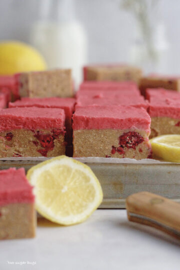 Lemon Raspberry Bars Recipe {No Bake!} ~ two sugar bugs