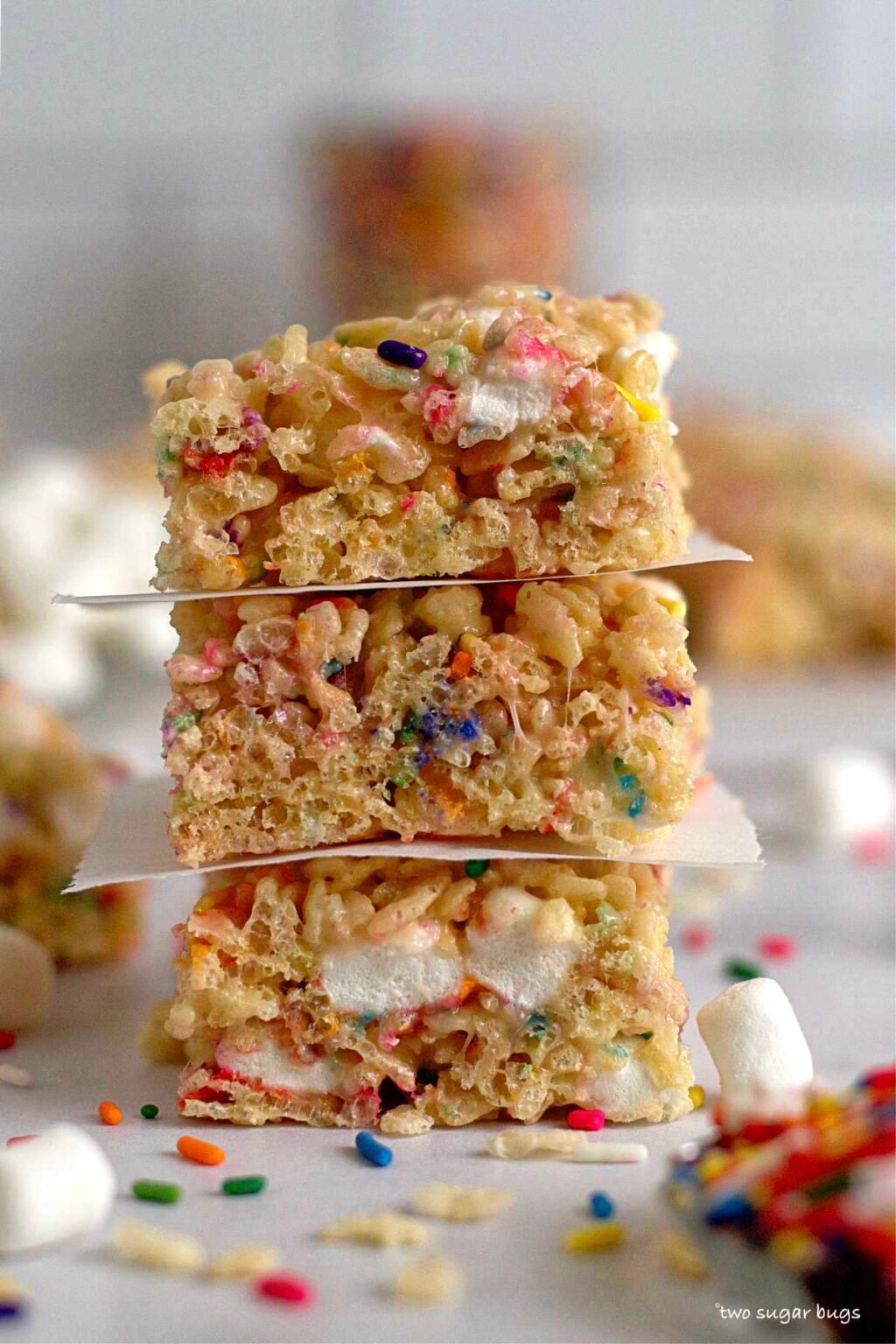 Sprinkle Rice Krispie Treats (with Vanilla) ~ two sugar bugs