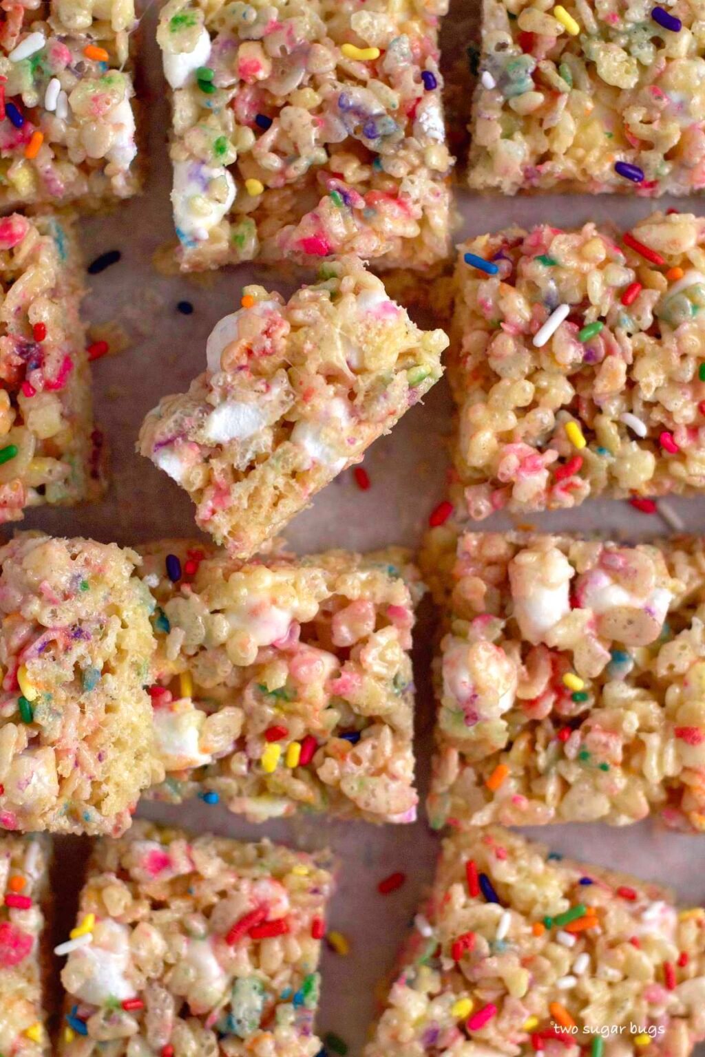 Sprinkle Rice Krispie Treats (with Vanilla) ~ two sugar bugs