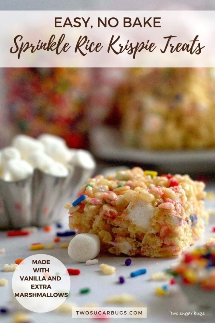 Sprinkle Rice Krispie Treats (with Vanilla) - two sugar bugs