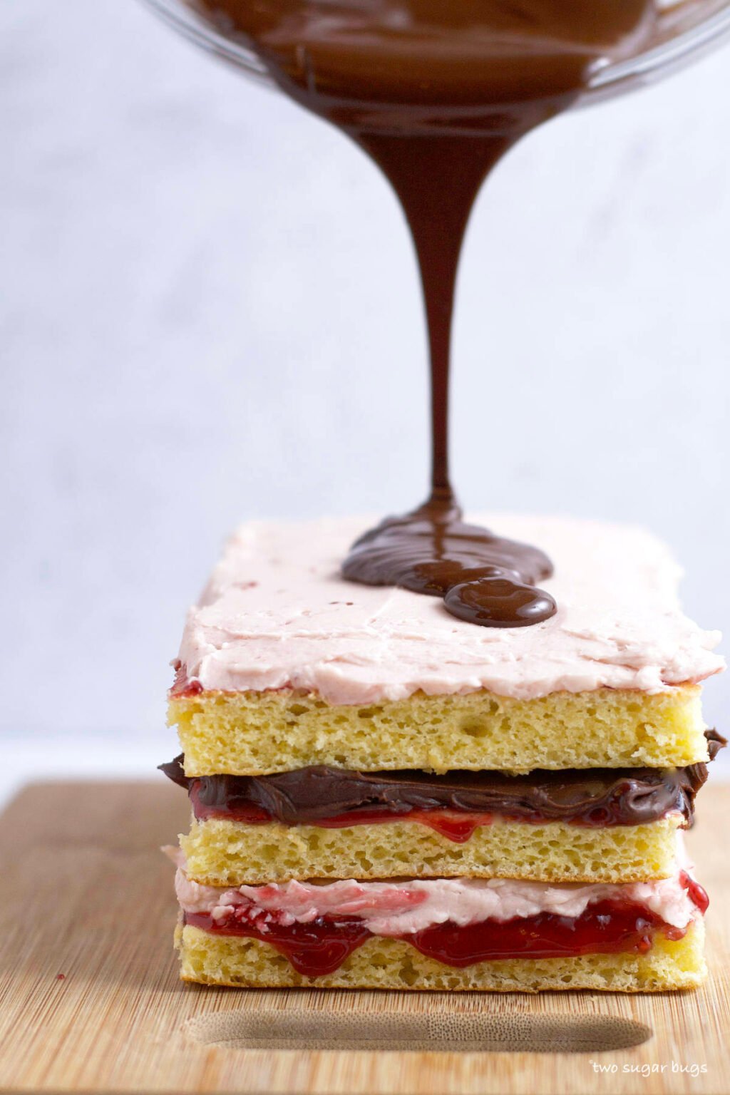 Raspberry Opera Cake - two sugar bugs