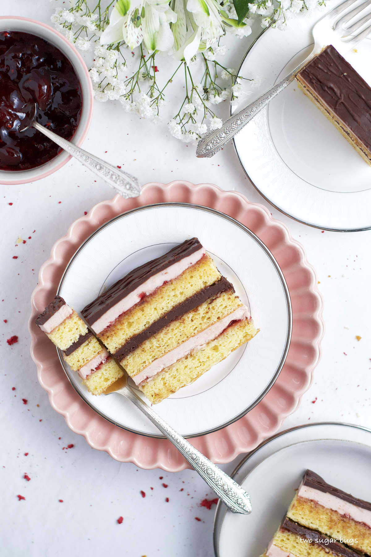 Raspberry Opera Cake ~ two sugar bugs