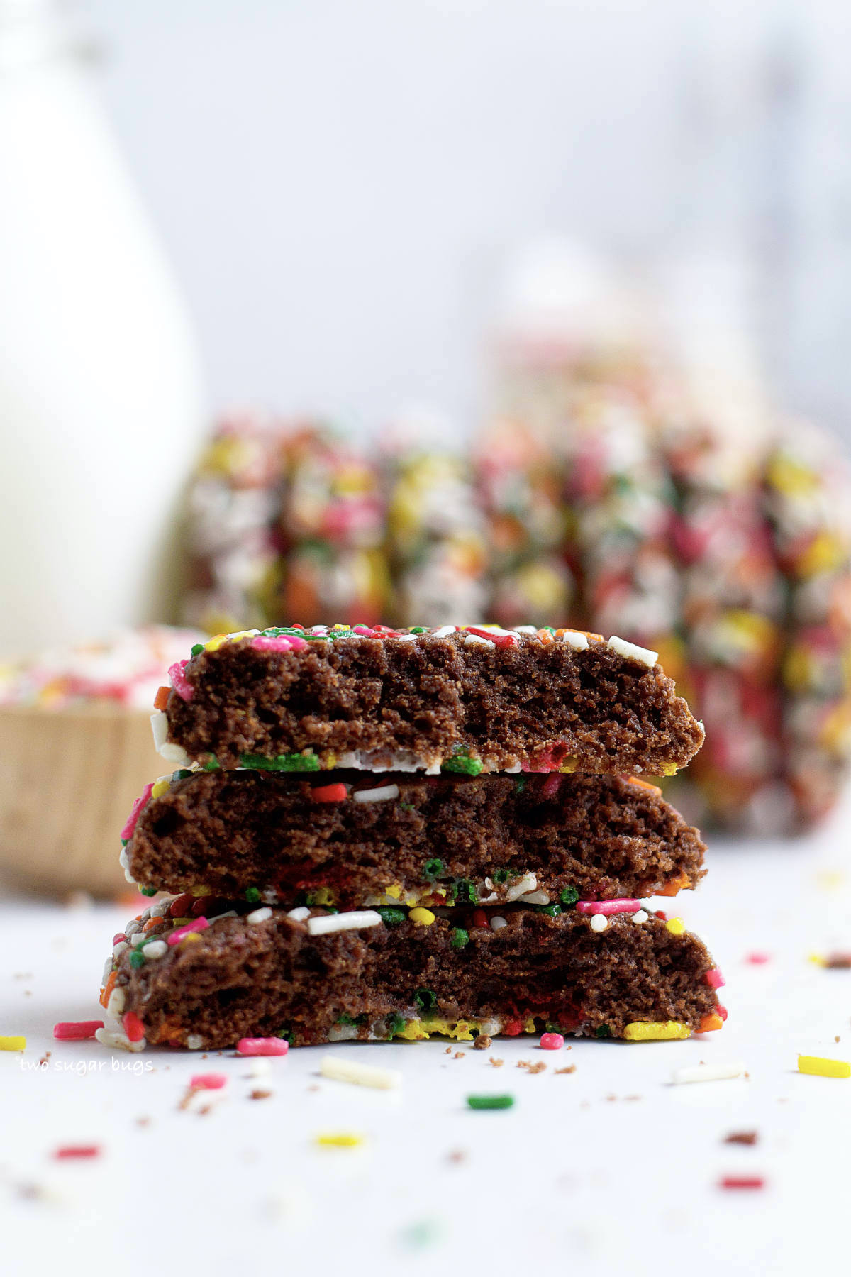 EASY Chocolate Sprinkle Cookies ~ two sugar bugs