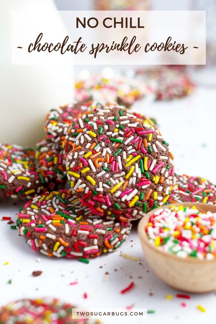 EASY Chocolate Sprinkle Cookies ~ two sugar bugs