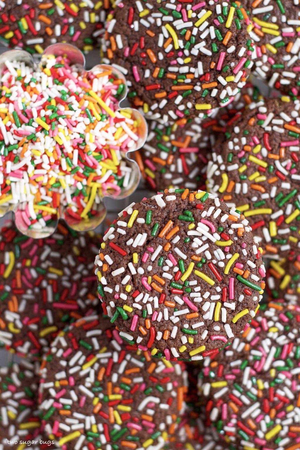 EASY Chocolate Sprinkle Cookies ~ two sugar bugs
