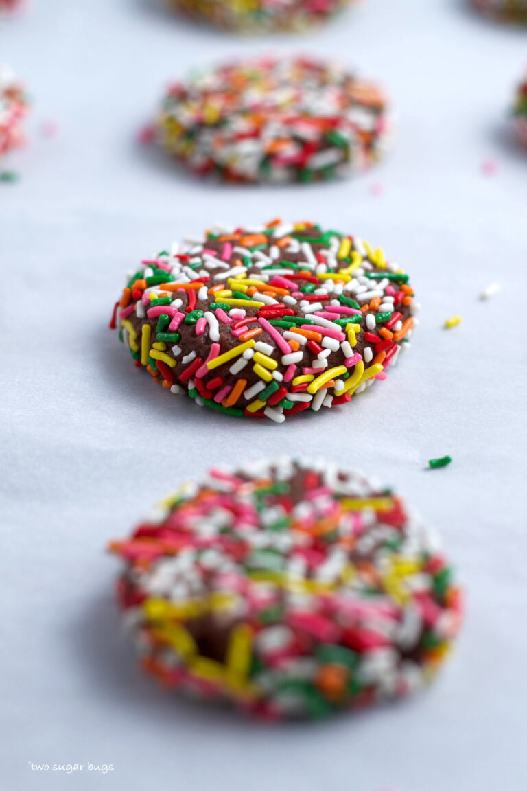 EASY Chocolate Sprinkle Cookies ~ two sugar bugs