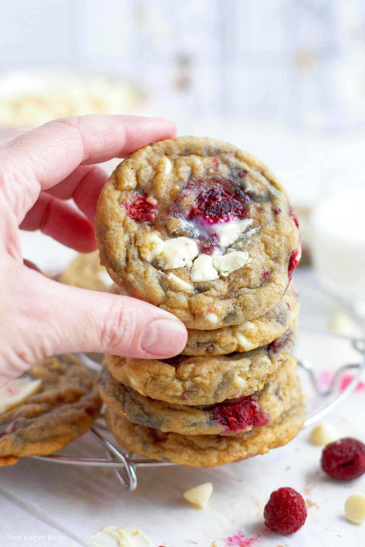 White Chocolate Raspberry Cookies ~ two sugar bugs