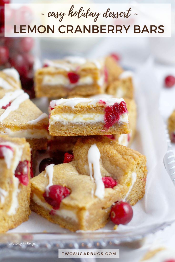Lemon Cranberry Bars ~ two sugar bugs