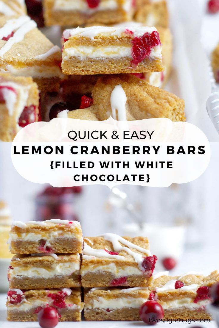 Lemon Cranberry Bars ~ two sugar bugs