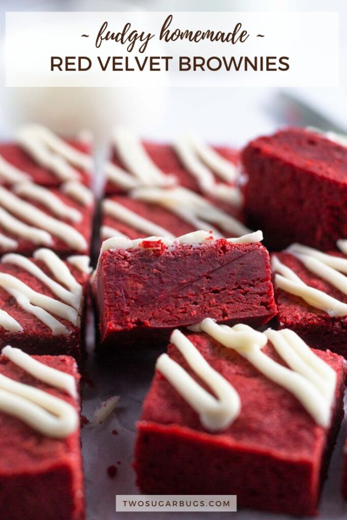 Fudgy EASY Red Velvet Brownies ~ two sugar bugs