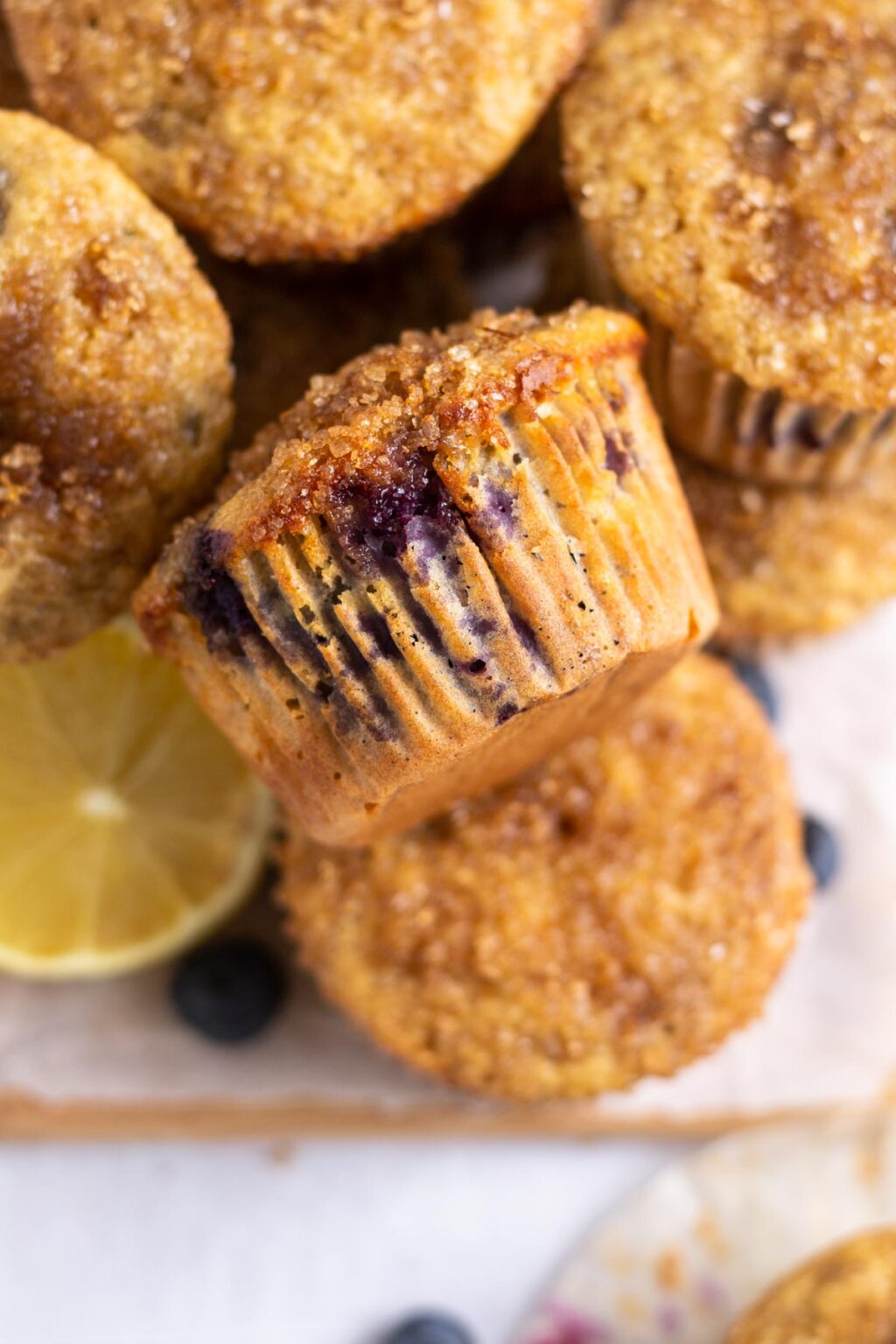 Healthy Lemon Blueberry Muffins ~ two sugar bugs
