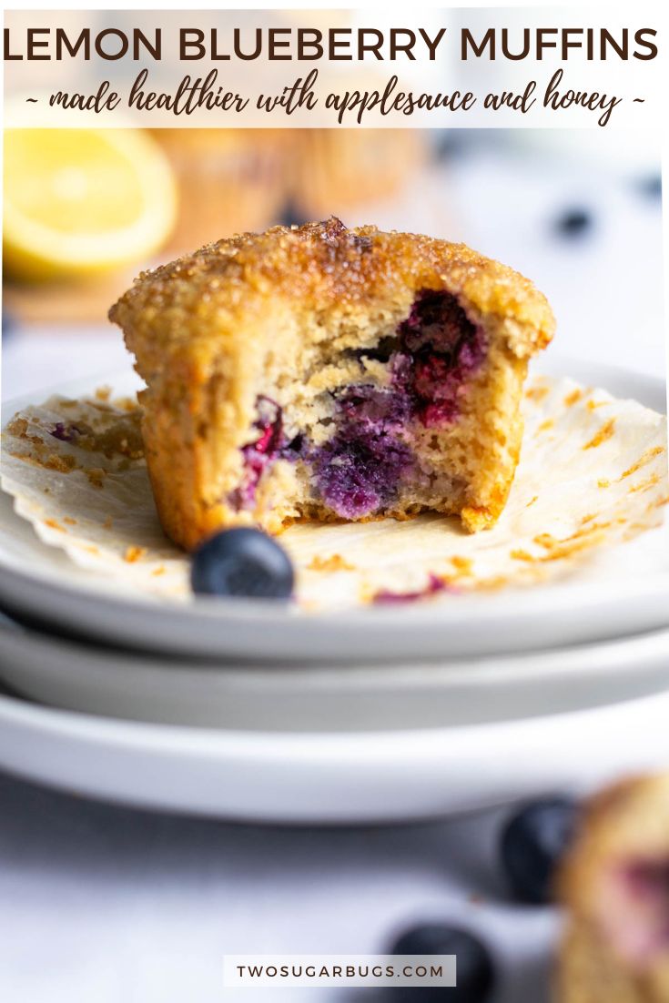 Healthy Lemon Blueberry Muffins ~ two sugar bugs