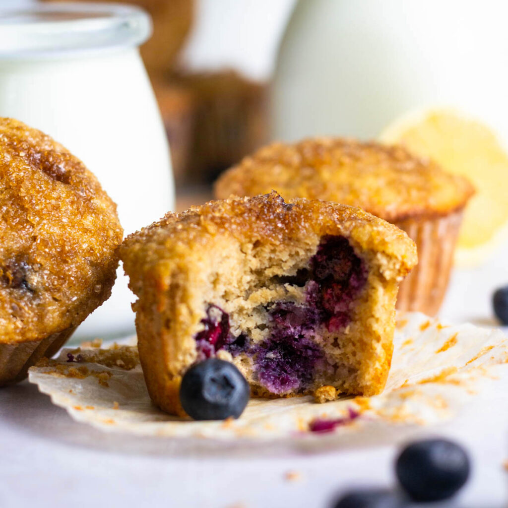 Healthy Lemon Blueberry Muffins ~ two sugar bugs