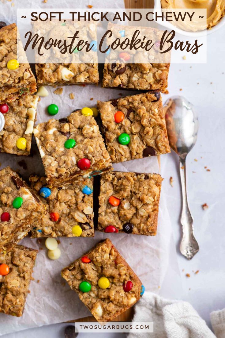 Monster Cookie Bars {One Bowl} ~ two sugar bugs