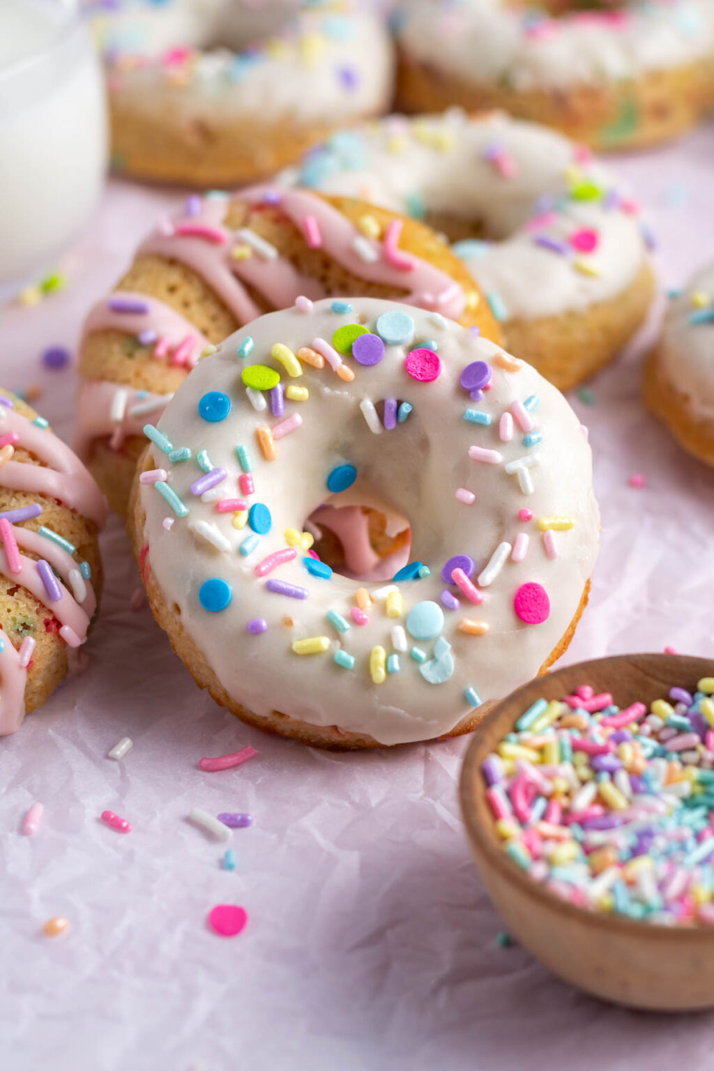 Baked Sprinkle Donuts ~ two sugar bugs