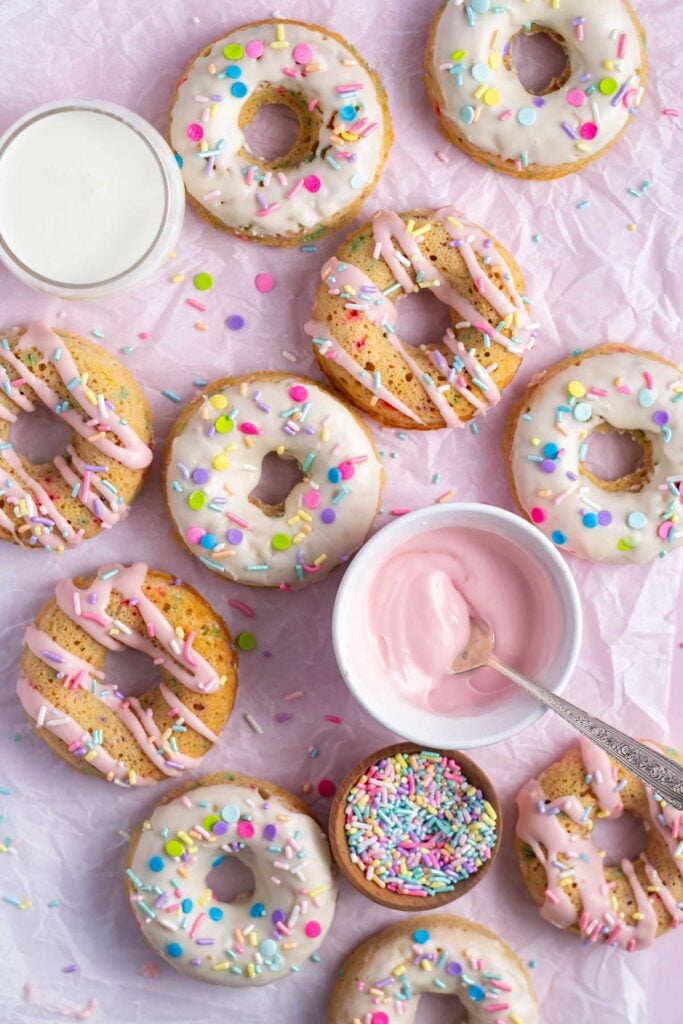 Baked Sprinkle Donuts ~ two sugar bugs