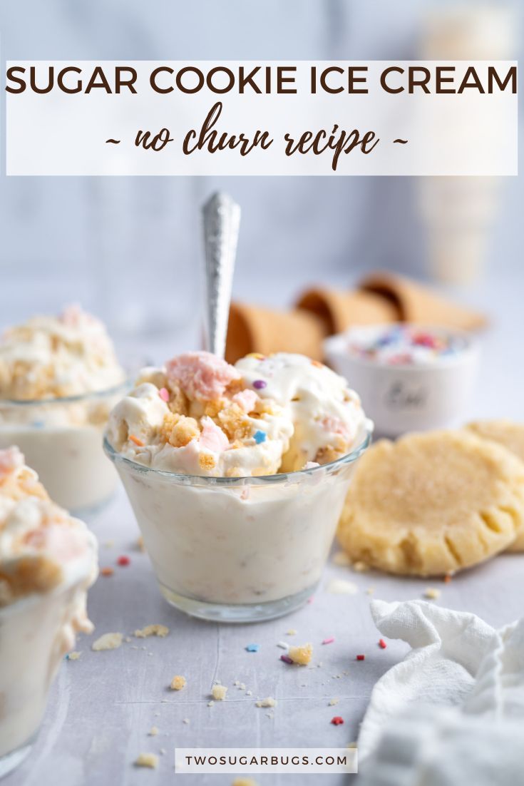 No Churn Sugar Cookie Ice Cream ~ two sugar bugs