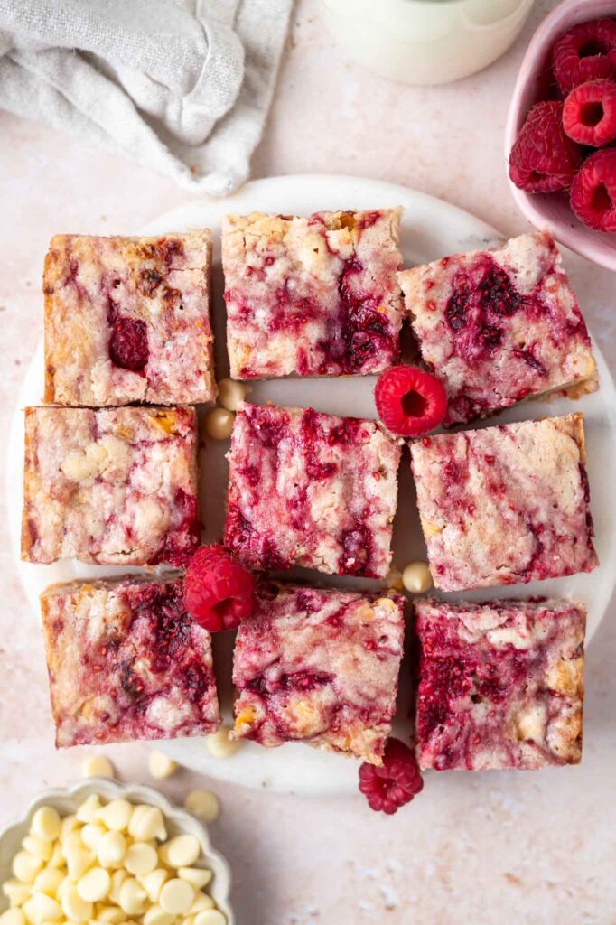 Raspberry Blondies with White Chocolate {One Bowl} ~ two sugar bugs