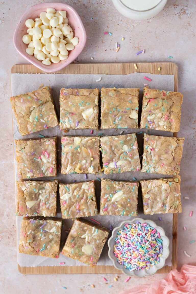 One Bowl Birthday Cake Blondies ~ two sugar bugs