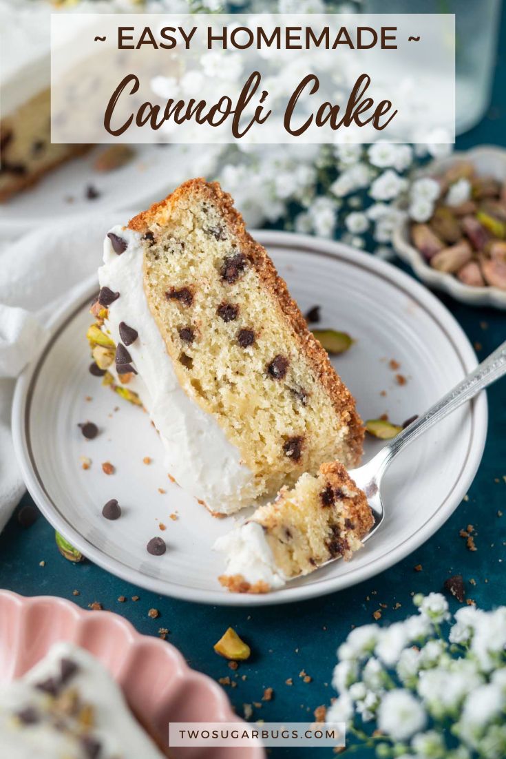 Simple One Layer Cannoli Cake ~ two sugar bugs