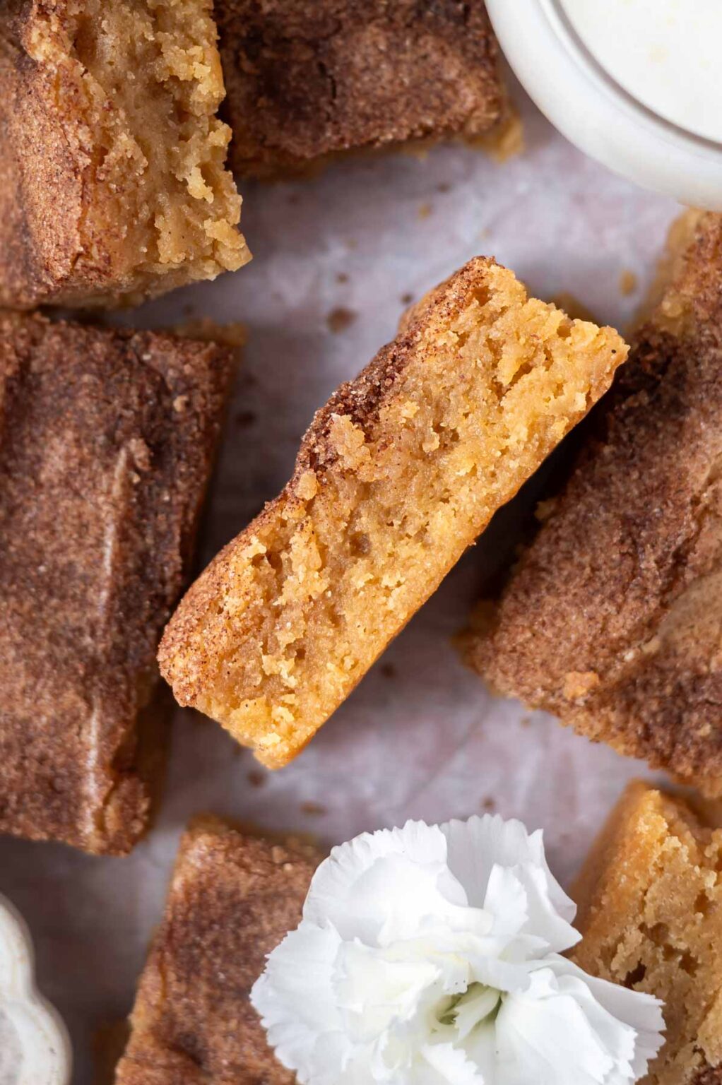 Soft and Chewy Snickerdoodle Cookie Bars ~ two sugar bugs