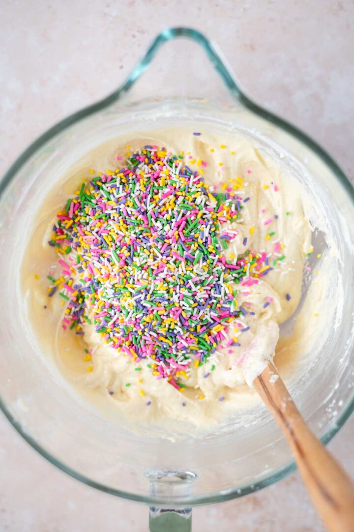 Easy One Layer Sprinkle Cake ~ two sugar bugs