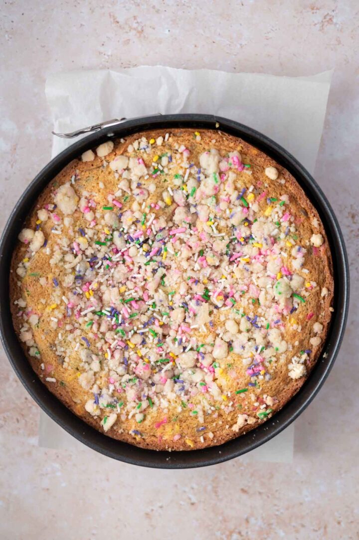Easy One Layer Sprinkle Cake ~ two sugar bugs