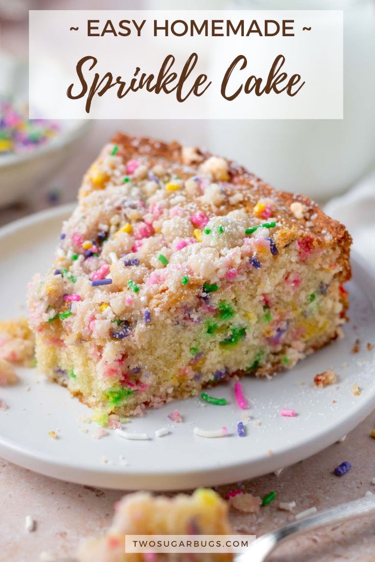 Easy One Layer Sprinkle Cake ~ two sugar bugs